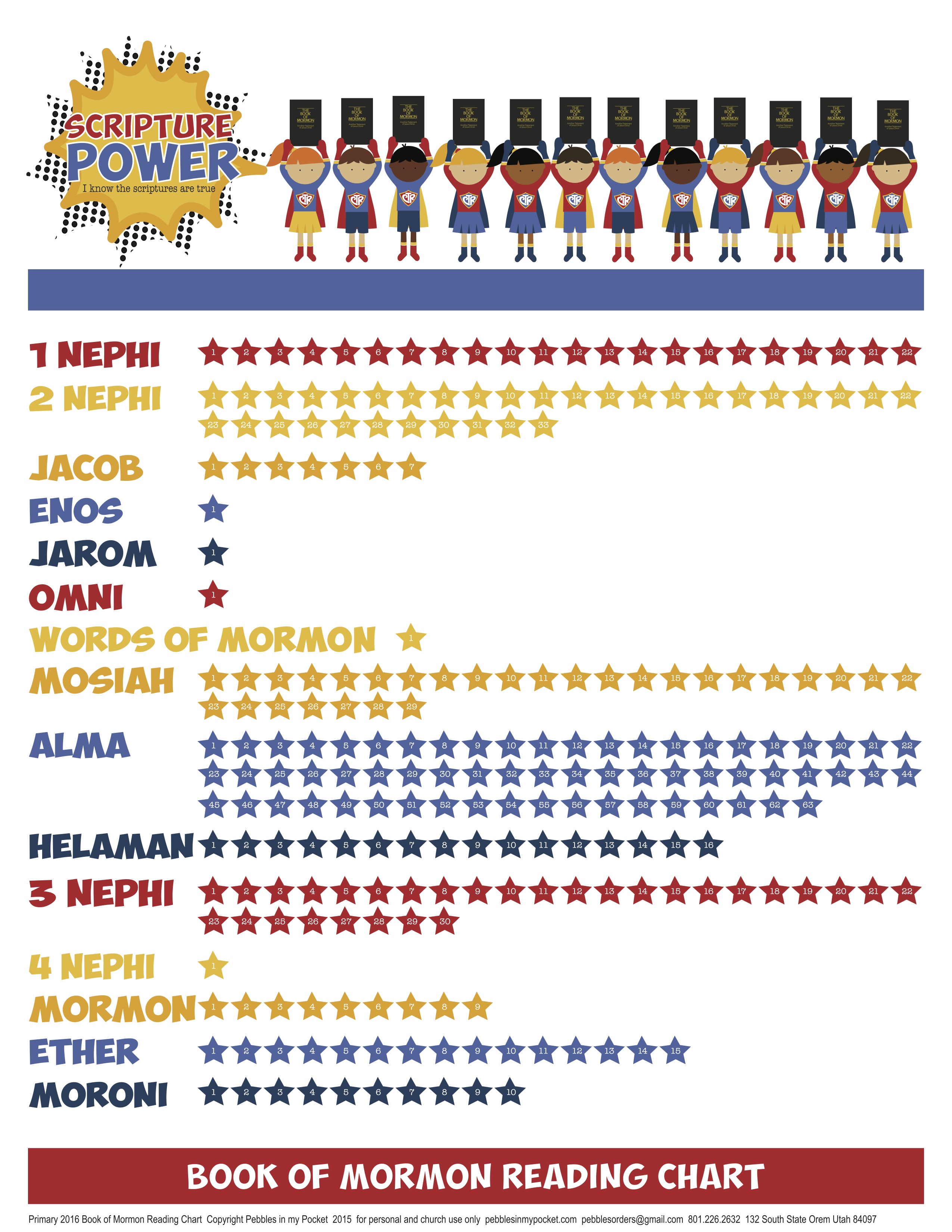 Brenda 2016 Primary Book of Mormon Reading Chart | Sugardoodle.Net